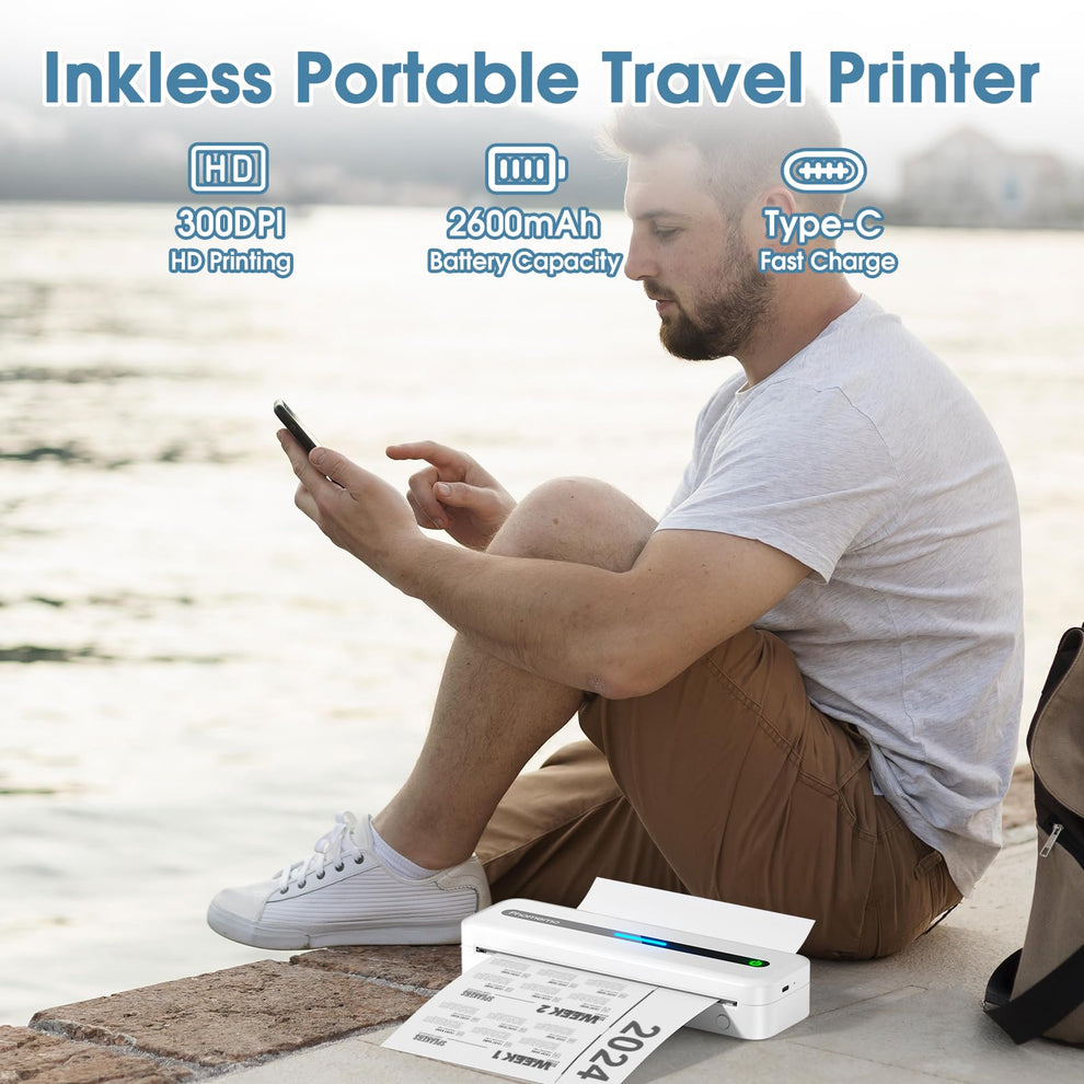 Phomemo Portable Thermal Printer, M832 Wireless Bluetooth Printer, Ink