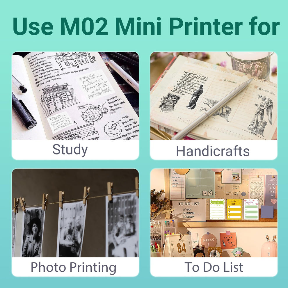 Phomemo M02 Pro 300dpi Mini Printer, Bluetooth Thermal Printer Inkless
